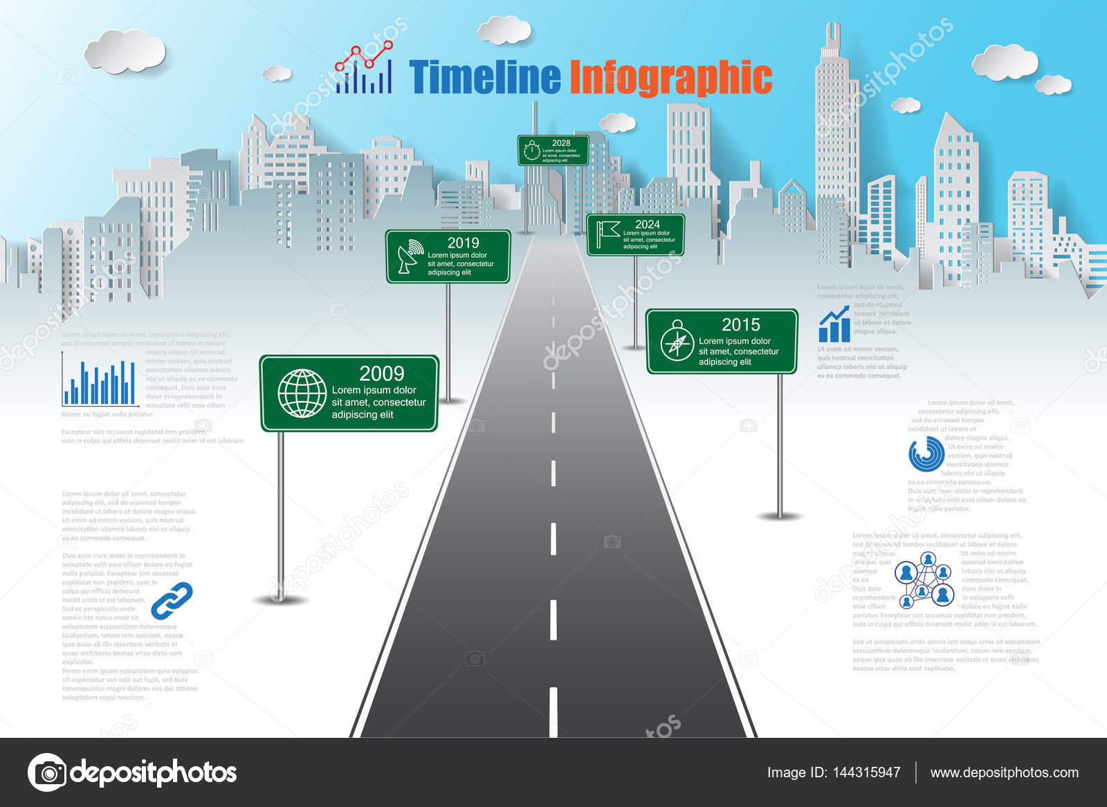 City timeline infographic. Vector Illustration Stock Vector Image by ...