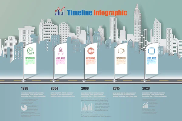 City Timeline Infographic, Vector Illustration Stock Vector by ...