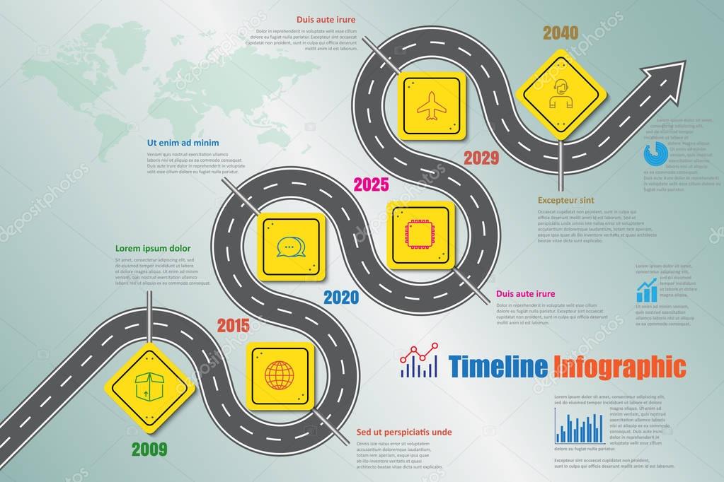 Infographic Timeline Map Business Road Map Timeline Infographic Vector