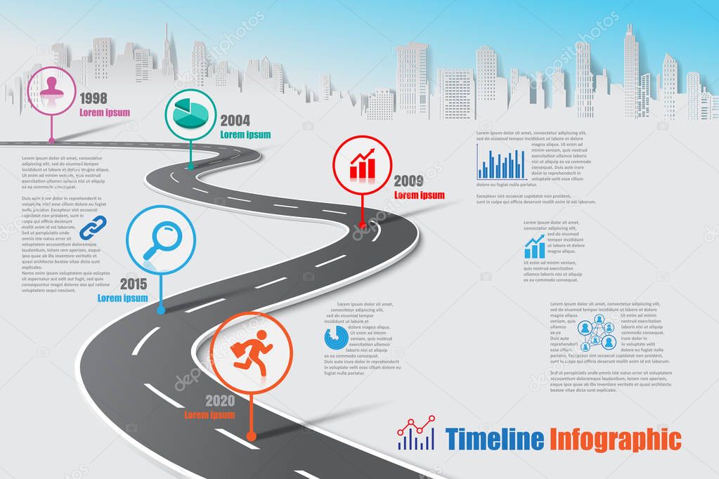 Mapa de ruta de negocios infograf a de la l nea de tiempo, ilustraci n vectorial 2024