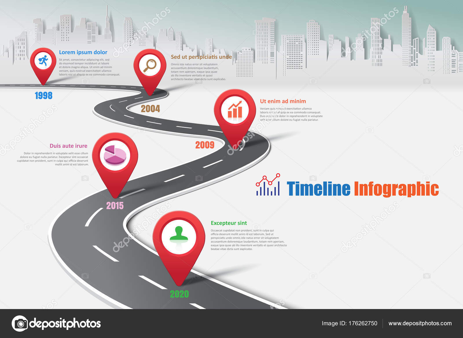 Business Road Map Timeline Infographic City Designed Abstract ...