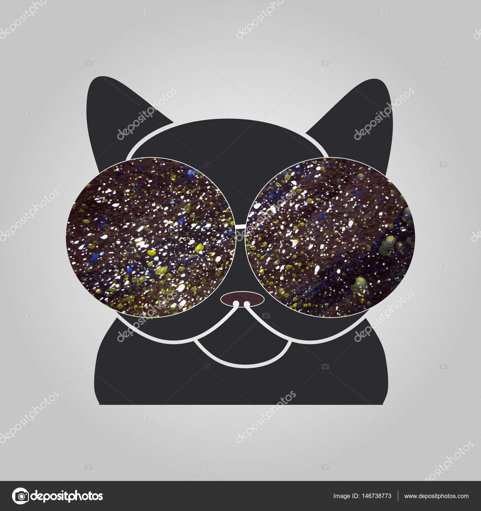 Cat in glasses sees a space Stock Vector Image by ©Mila_Endo #146738773