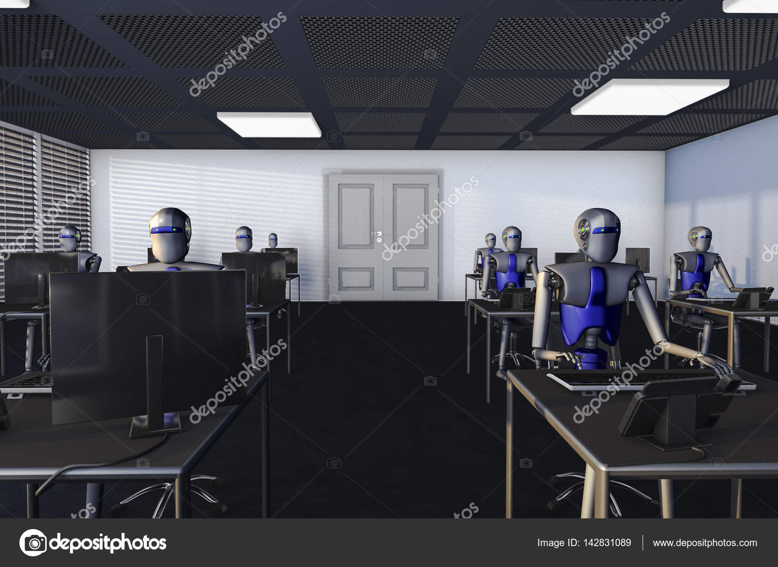 Robots in a big office — Stock Photo © RType #142831089