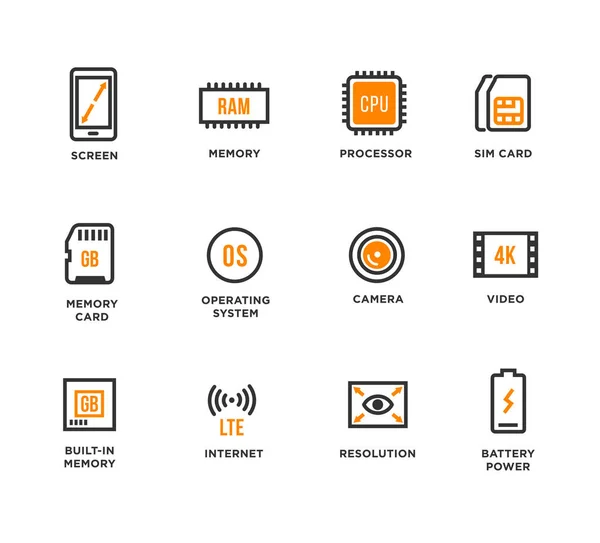 Mobile Device Components Vector Icon Set — Stock Vector © turbodesign ...