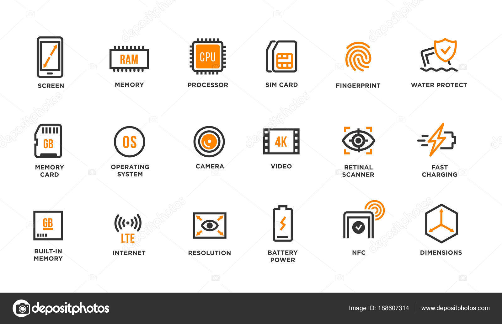 Mobile Device Components Vector Icon Set — Stock Vector © turbodesign ...