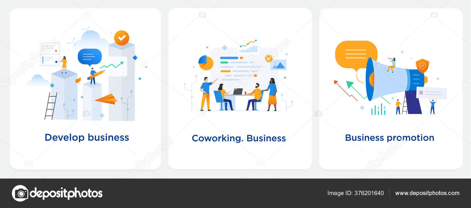Set of illustrations concept with business concept. Workflow, growth ...
