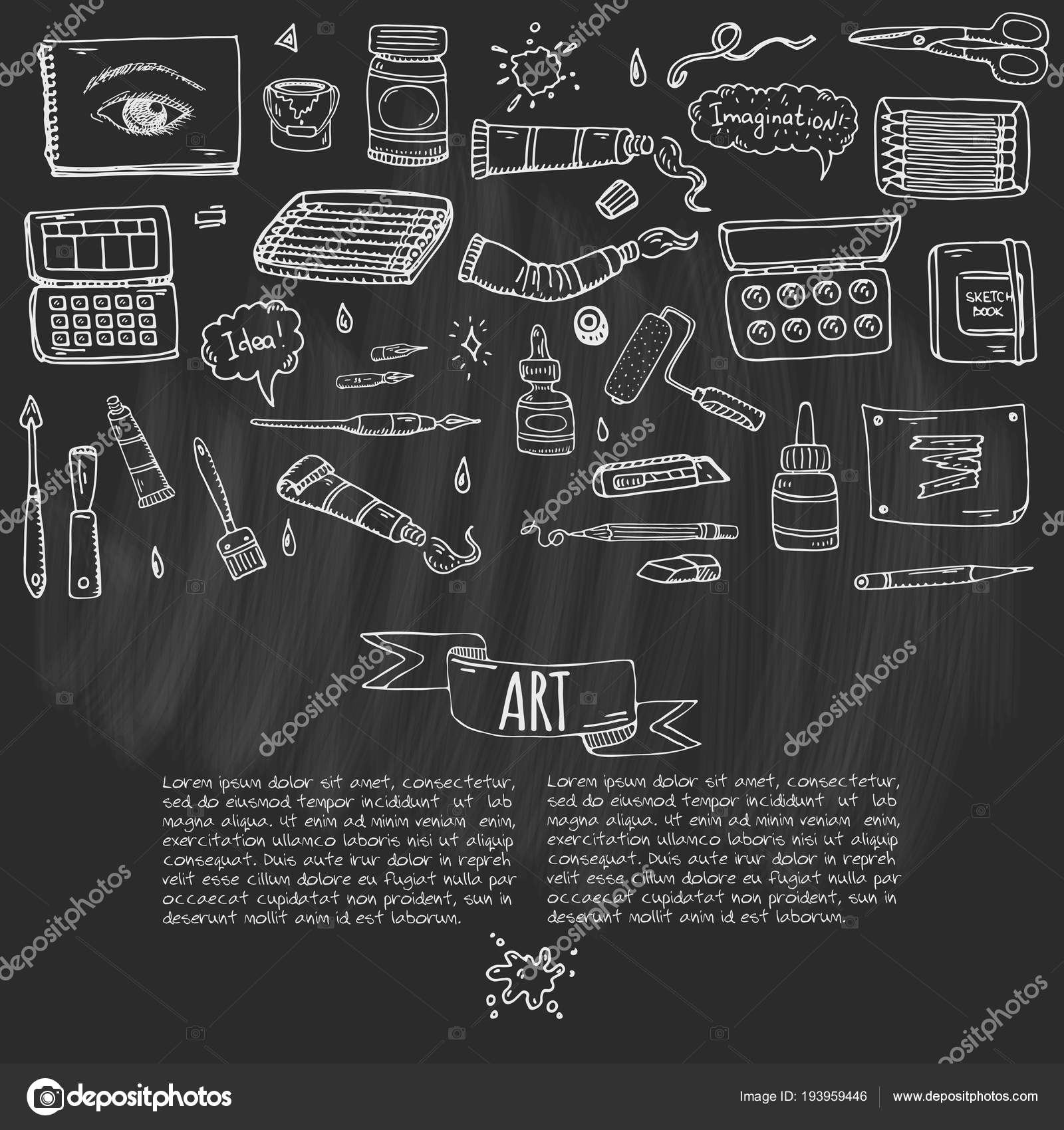 Hand Drawn Doodle Art Craft Tools Icons Set Vector Illustration Stock ...