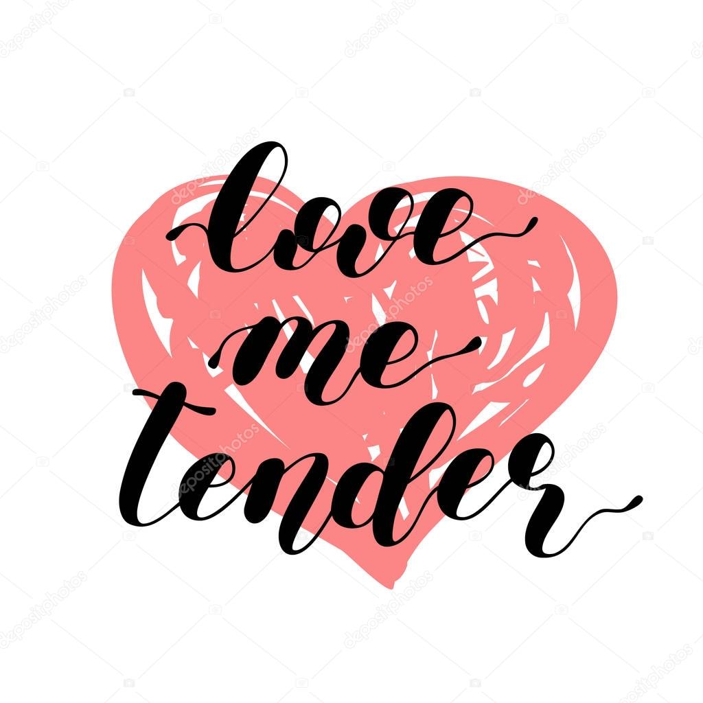 Ámame tierno. Letras vector ilustración. 2023