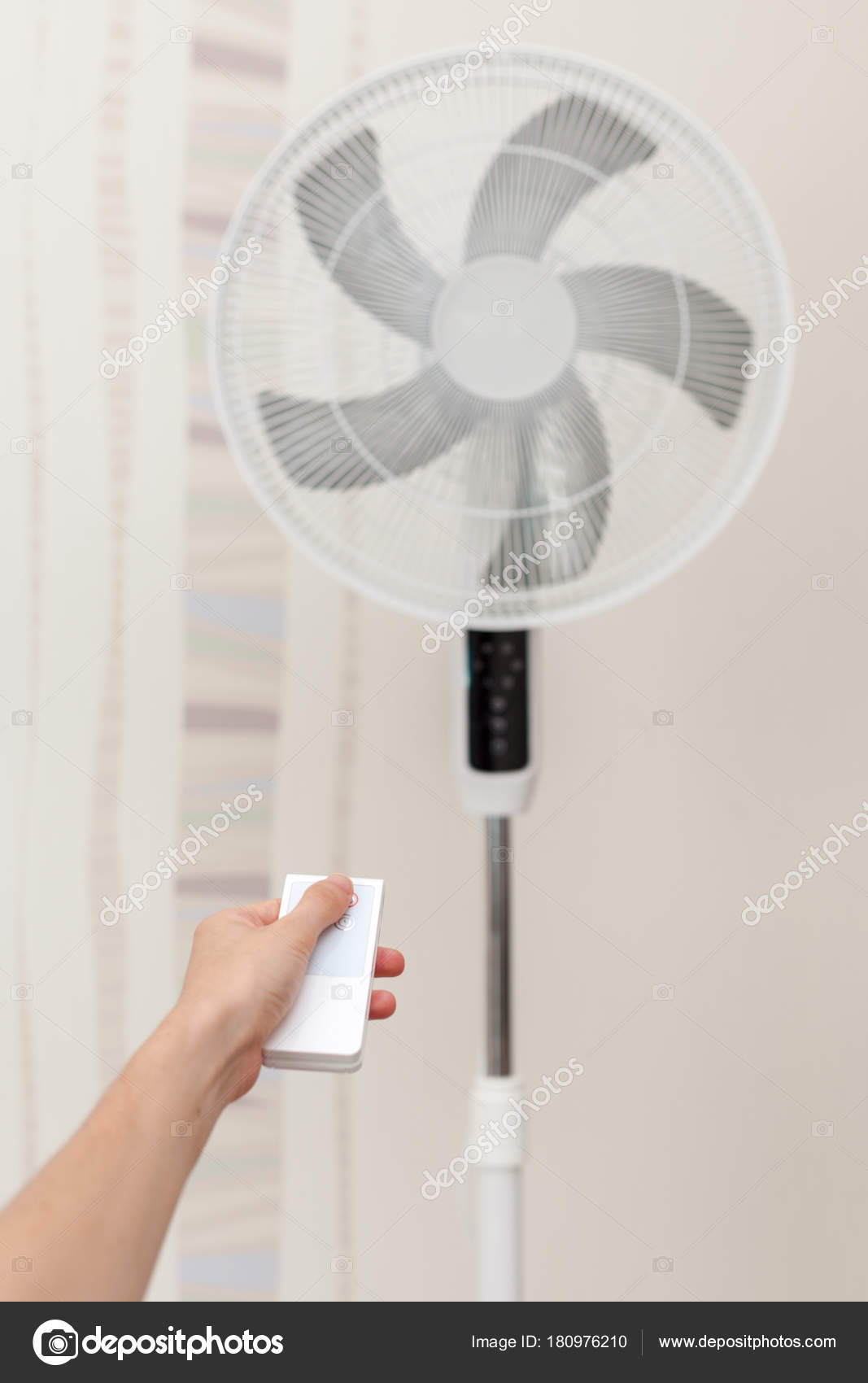 White Electric Fan Turns Turns Remote Control Hand Hold Electric Stock ...