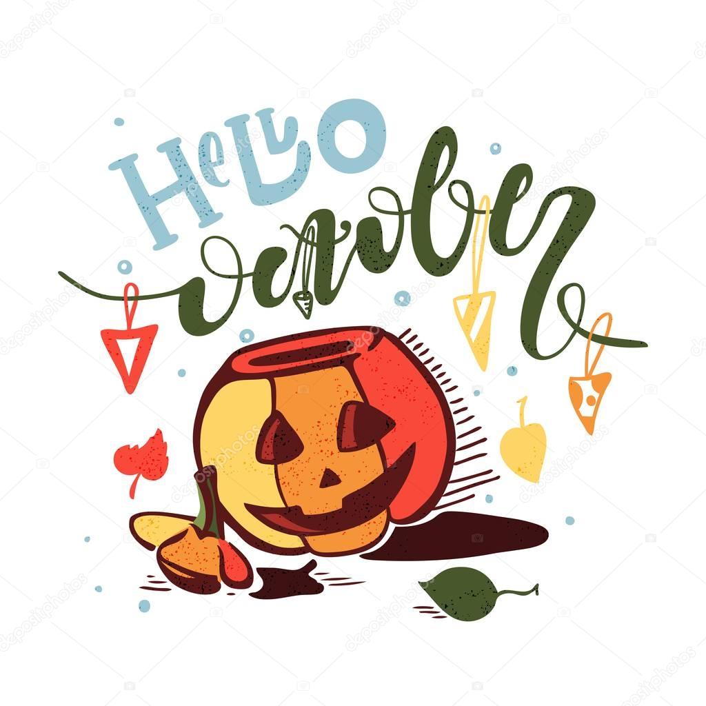 Hello october hand drawn lettering — Stock Vector © wewhitelist #166030740