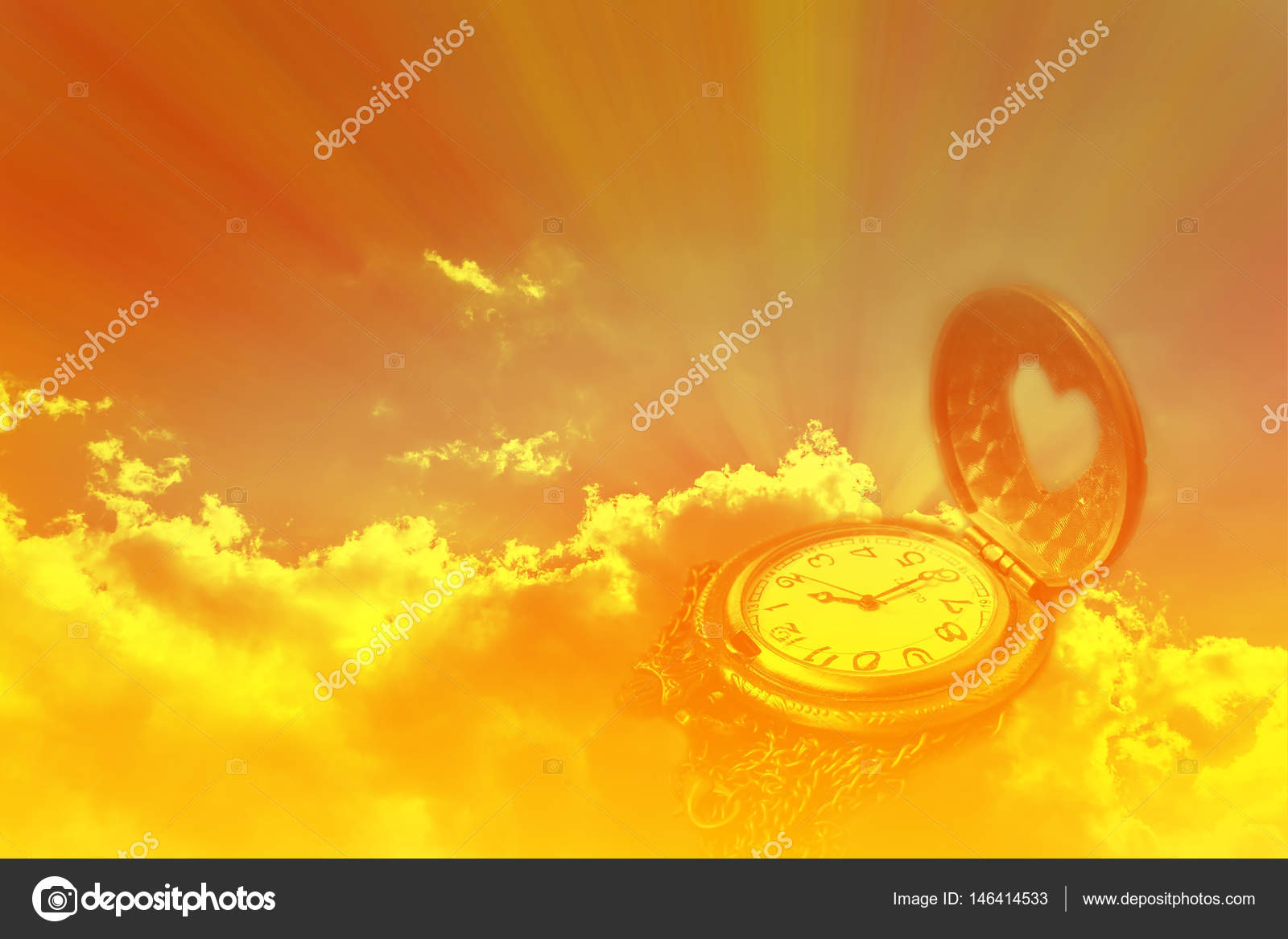 Watch or clock in dreamy sun ray light emerge or spread trought — Stock ...
