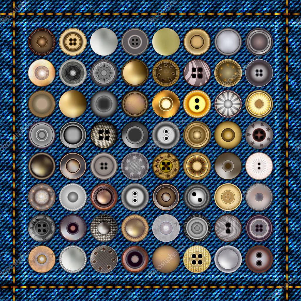 Metal jeans buttons. Realistic Accessories Metal Jeans Round Rivets ...