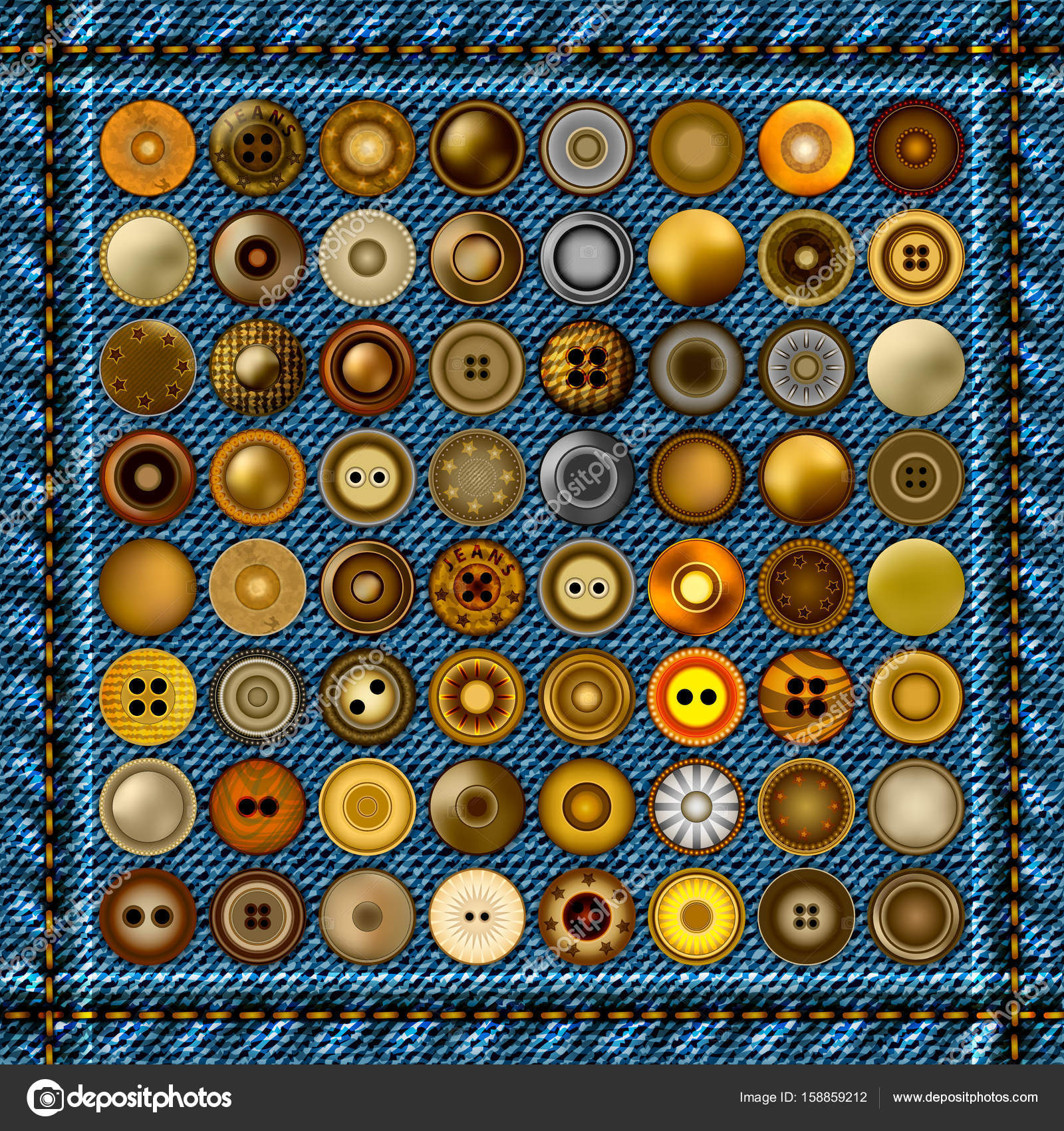 Metal jeans buttons. Realistic Accessories Metal Jeans Round Rivets ...