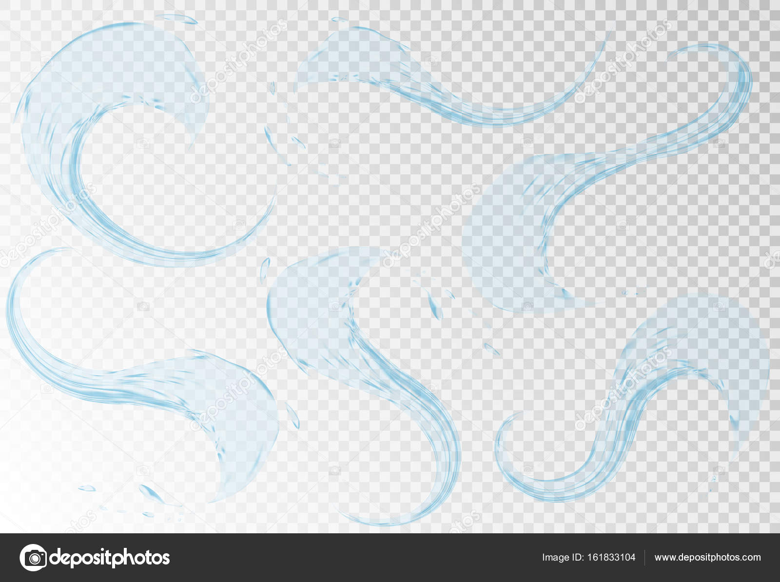 Vettoriale stockSet di spruzzi d'acqua trasparenti, gocce d'acqua nei ...