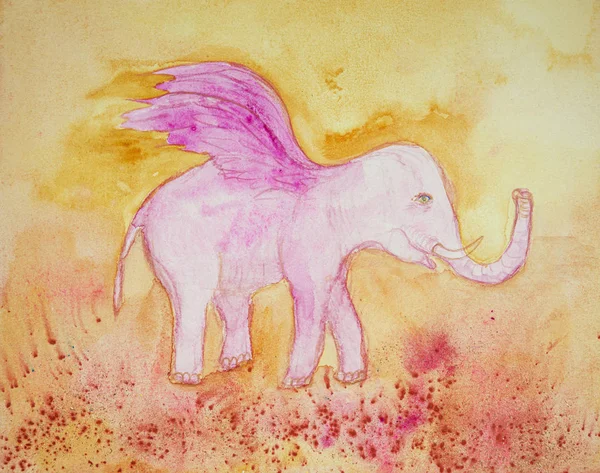Rustic Psychedelic Flying Pink Elephant Dabbing Technique Edges Gives ...