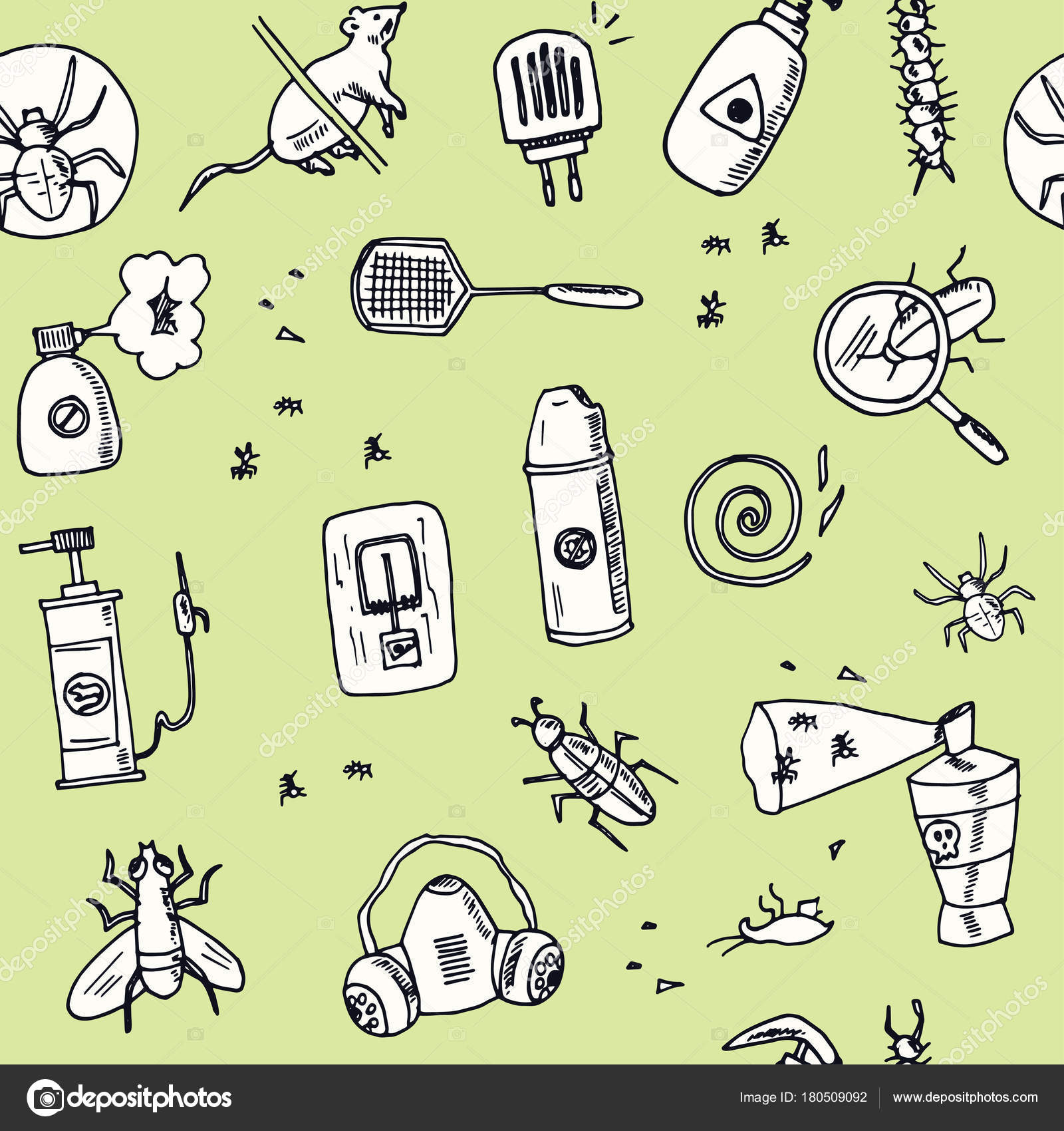 Hand drawn doodle pest control seamless pattern Stock Illustration by ...