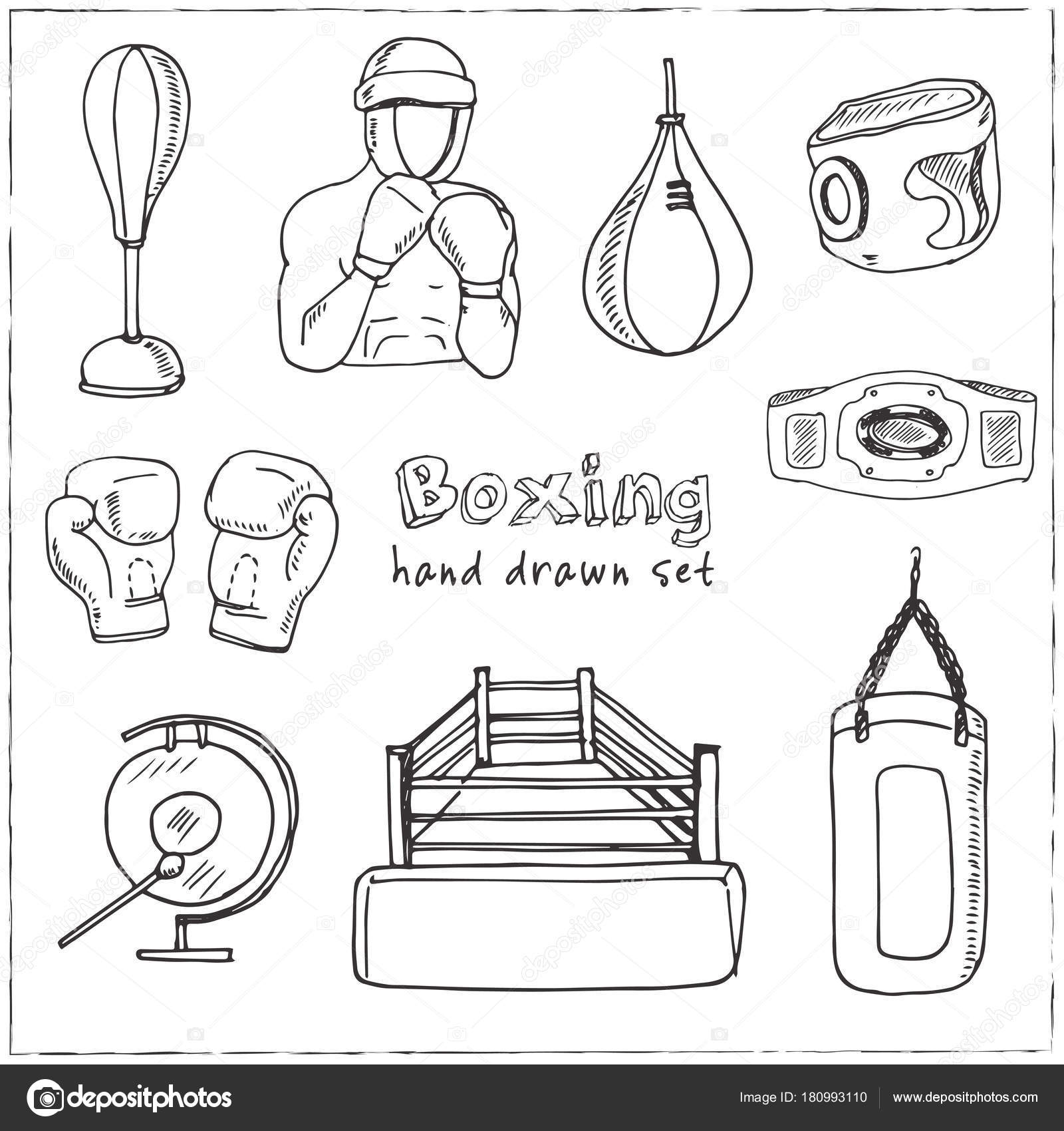 Hand drawn doodle boxing set. Stock Vector Image by ©Fafarumba #180993110
