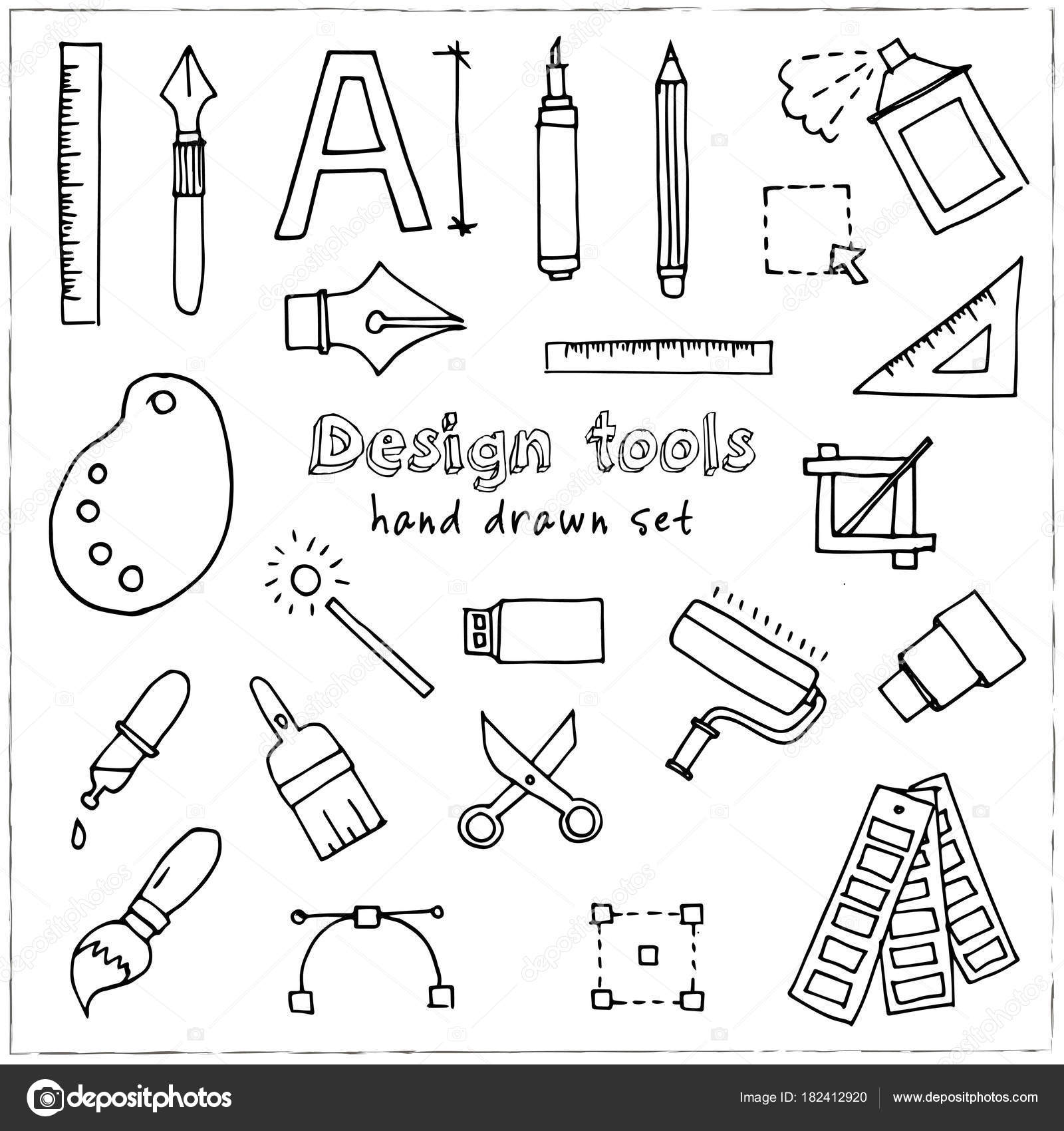 Hand drawn doodle design tools set. Stock Vector Image by ©Fafarumba ...