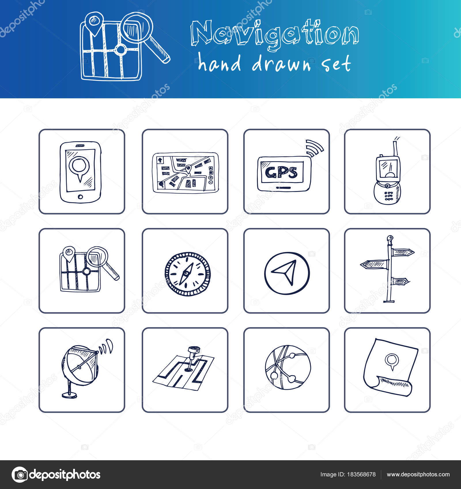 Hand drawn doodle navigation set. Stock Vector Image by ©Fafarumba ...