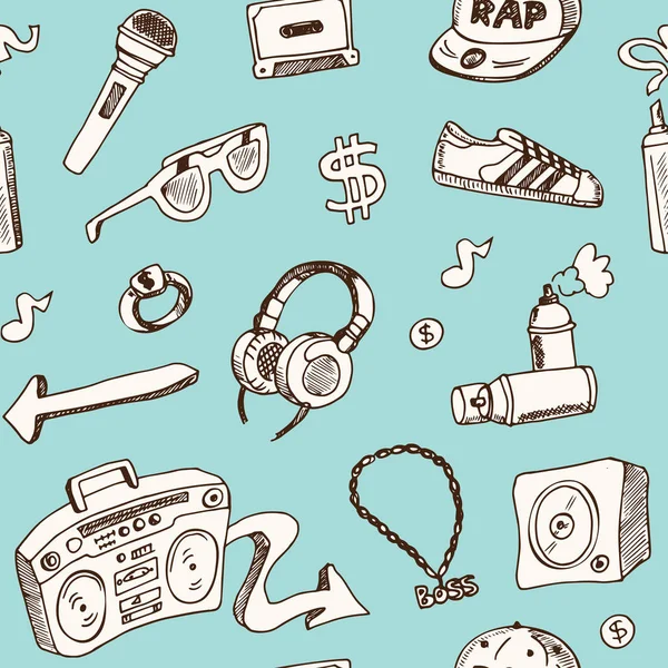 RAP hand drawn doodle seamless pattern. Sketches. Vector illustration ...