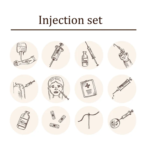 Injection hand drawn doodle set. Isolated elements on white background ...