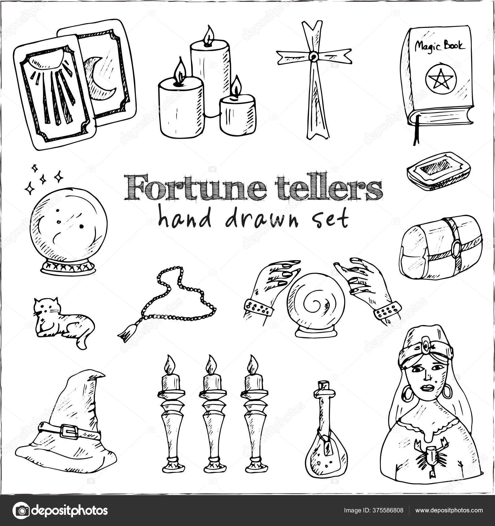 Fortune tellers isolated hand drawn doodles Vector set Stock Vector ...