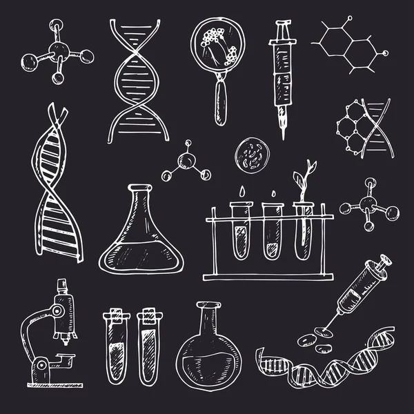 Biochemistry hand drawn doodle set. Sketches. Vector illustration for ...