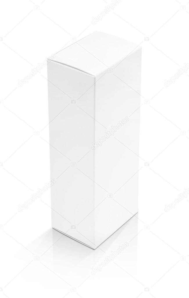 Blank packaging white paper cardboard box isolated on white background ...