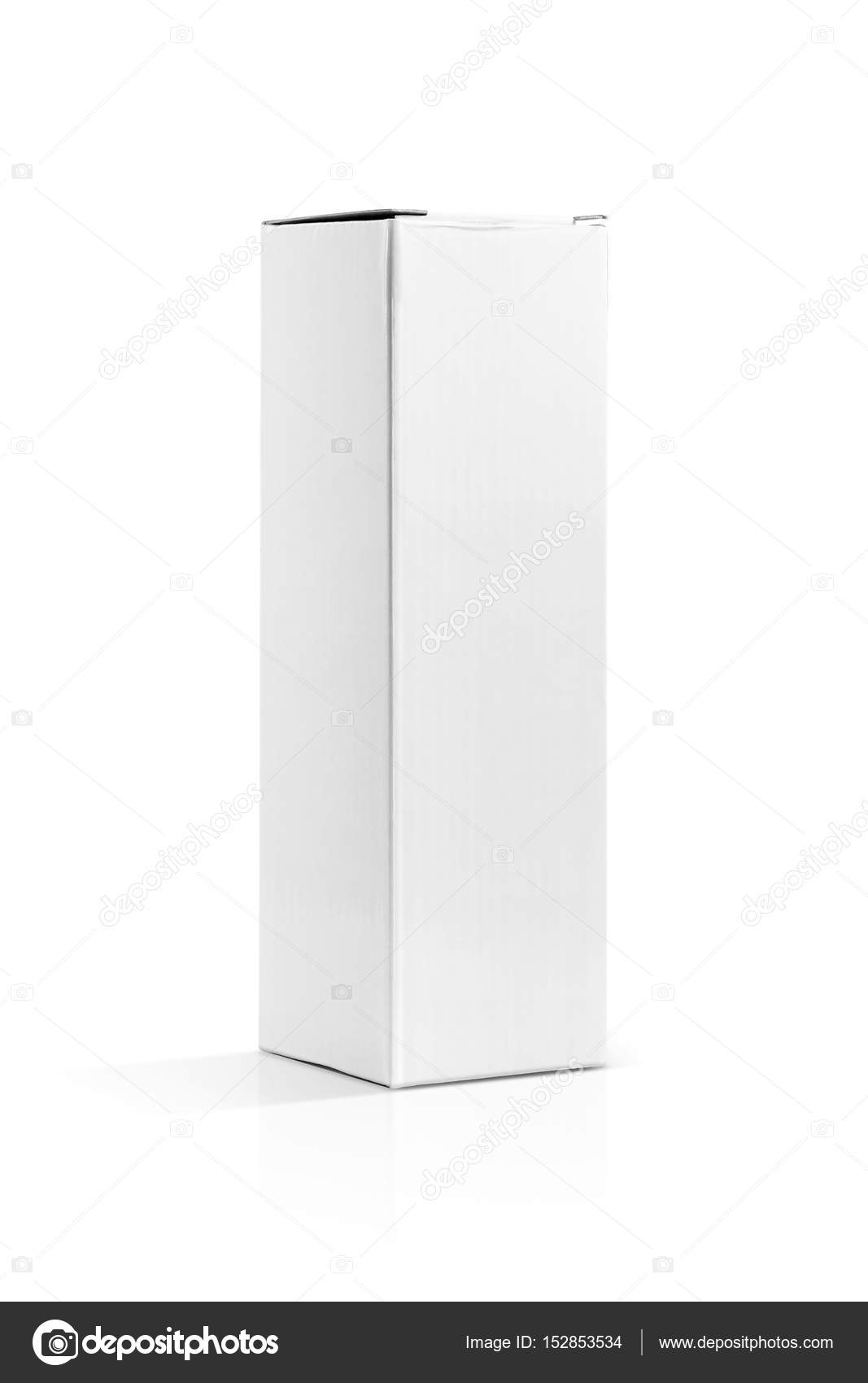 Blank packaging white paper cardboard box isolated on white background ...
