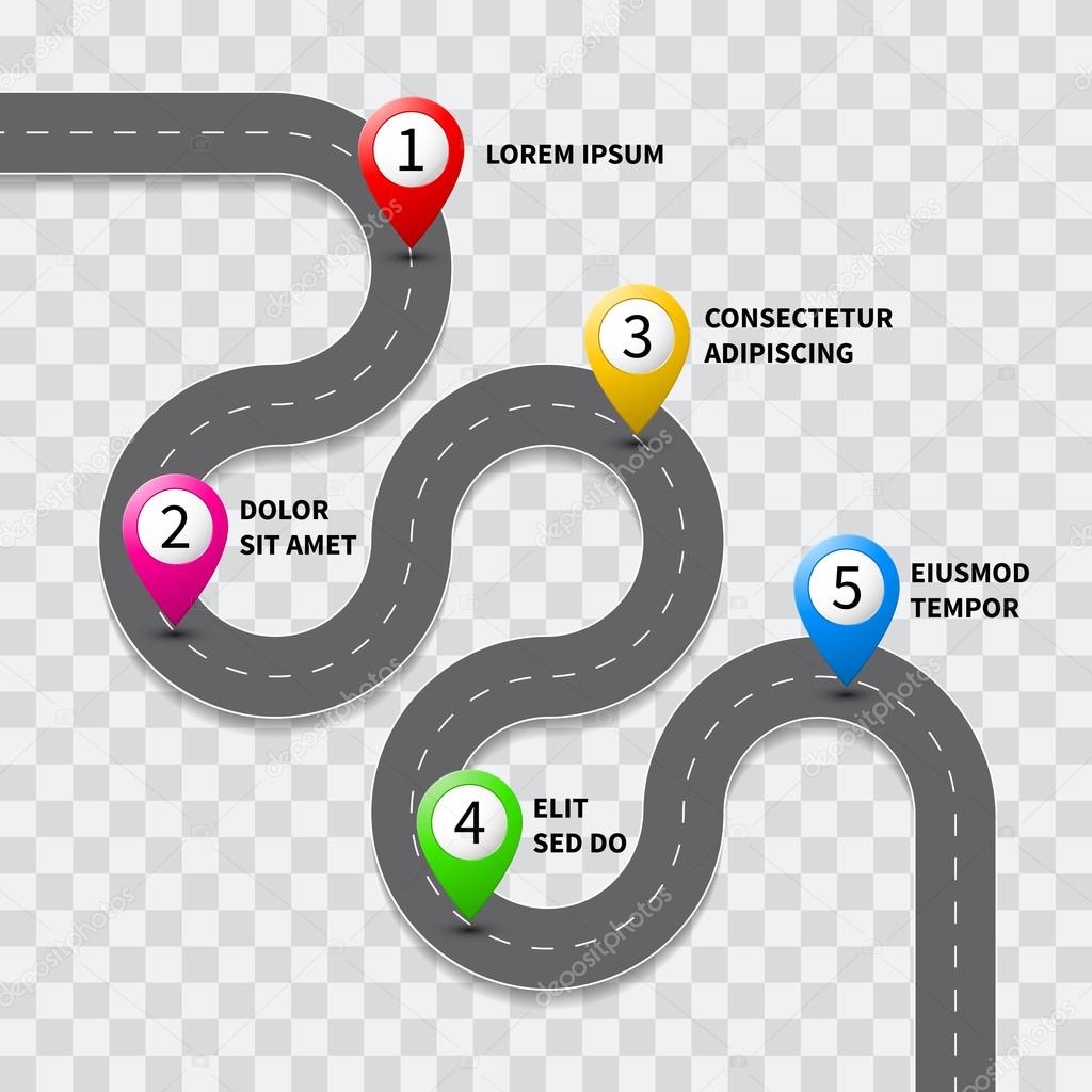 Vector pathway road map with GPS route pin icon — Stock Vector ... Vector pathway road map with GPS route pin icon — Stock Vector ...