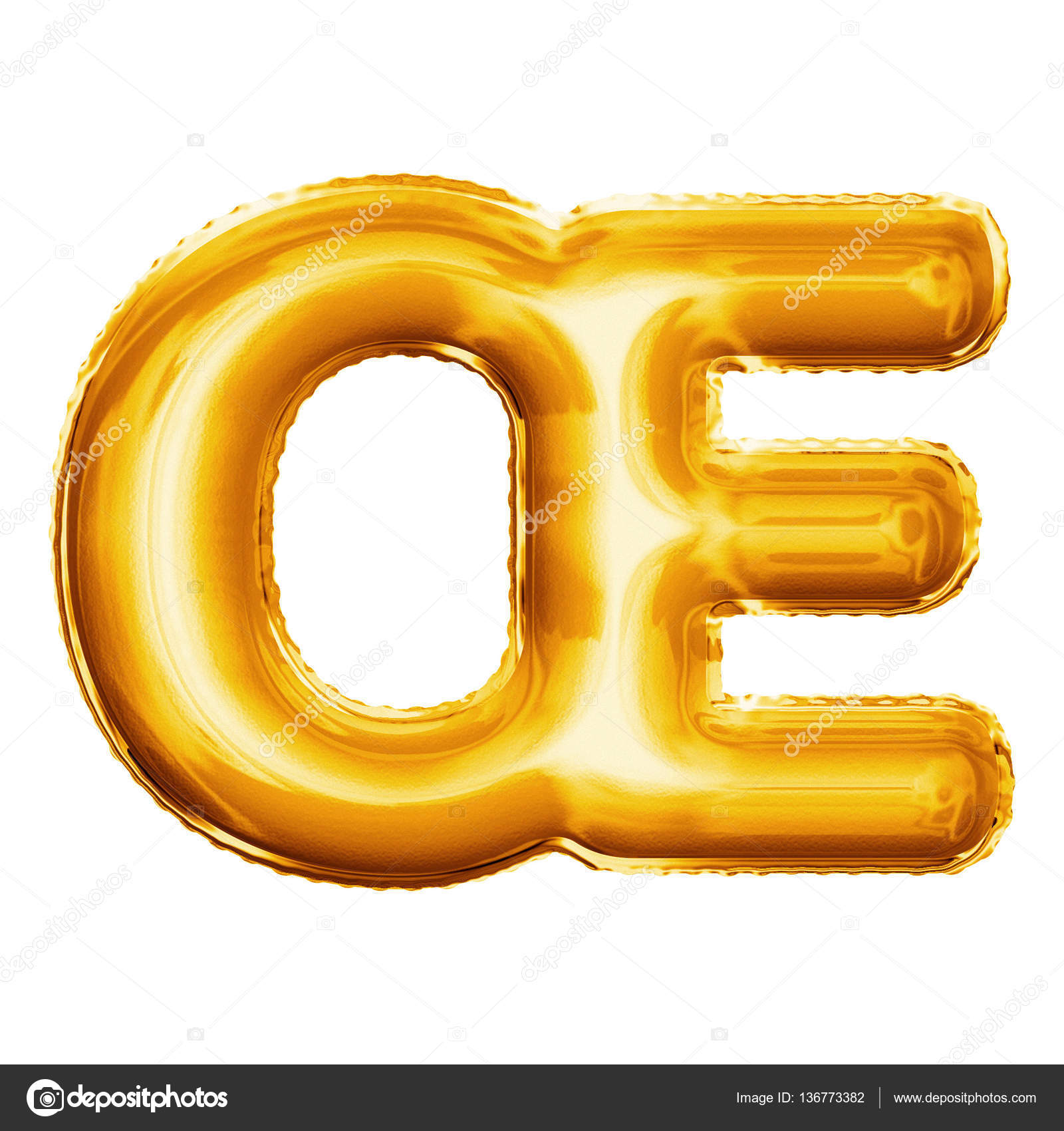 Balloon letter OE ligature 3D golden foil realistic alphabet Stock ...
