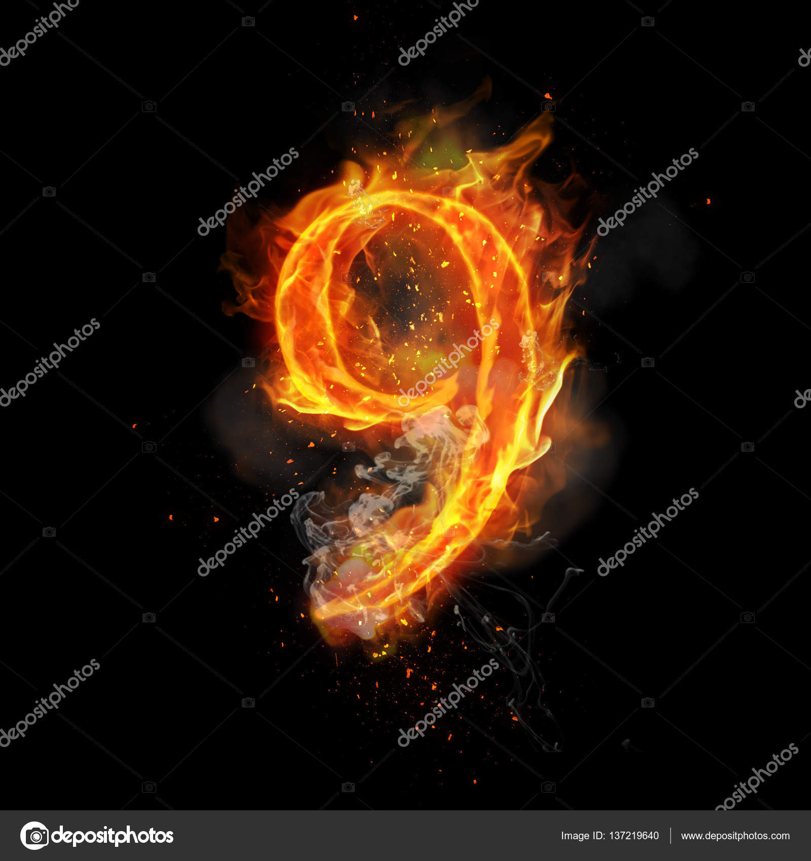 Fire number 9 nine of burning flame Stock Photo by ©ronedale 137219640