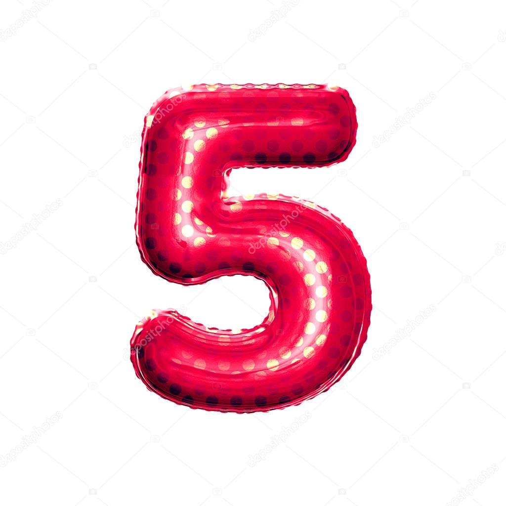 Globo número 5 Cinco 3D lámina de oro alfabeto realista 2023