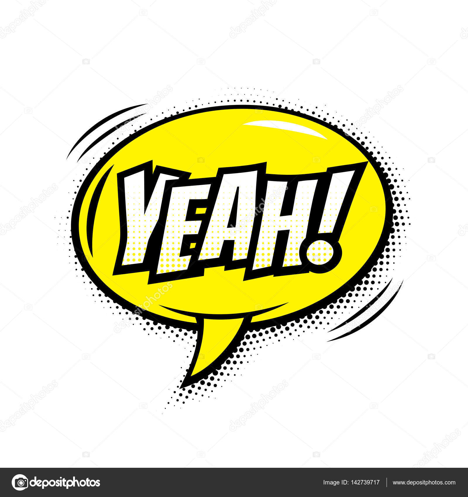 Yeah comic text bubble vector isolated color icon Stock Vector Image by ...