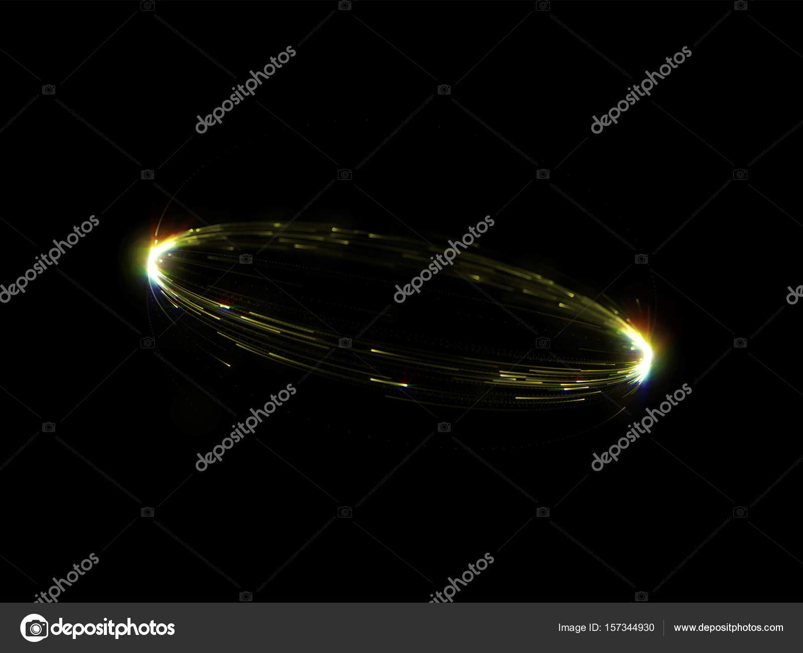 Gold light effect of luminous disk shape of bright circle line in ...