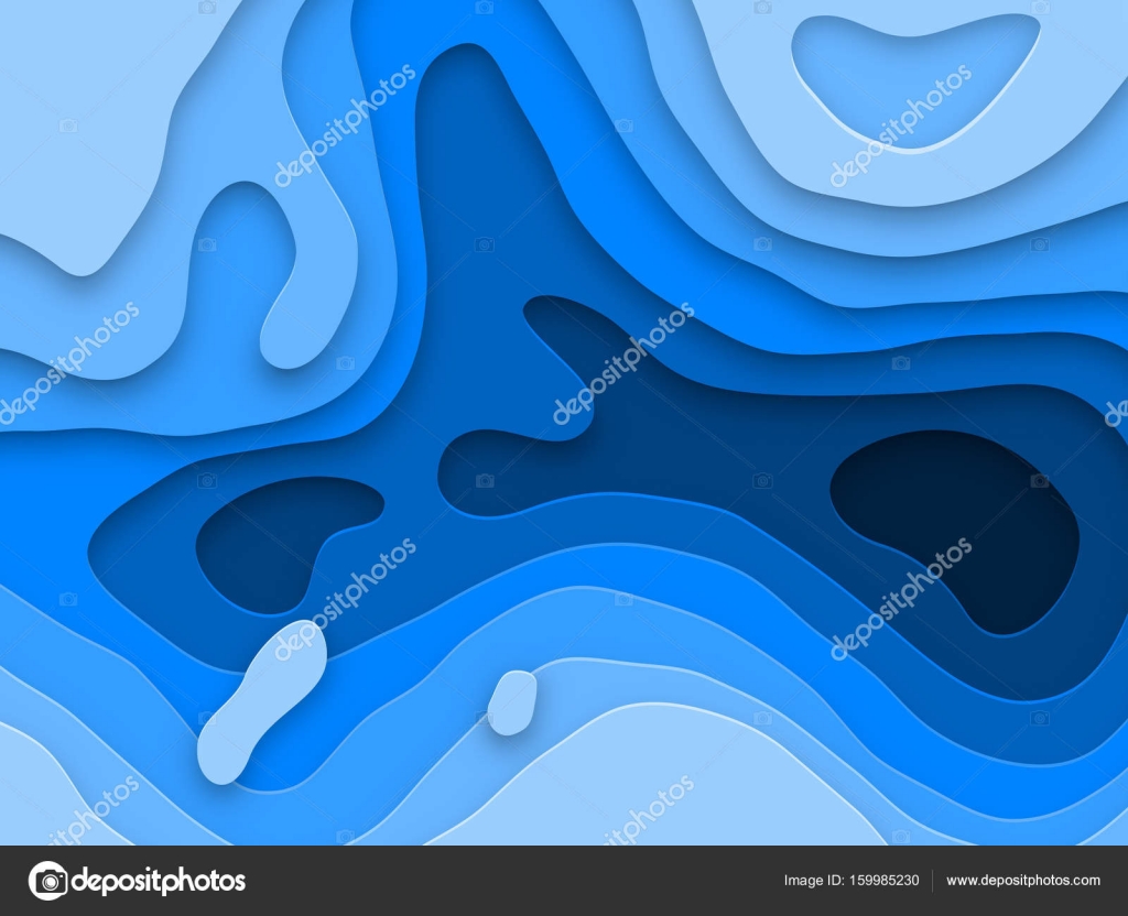 Papercut multi layers texture blue background of 3D paper cut vector ...