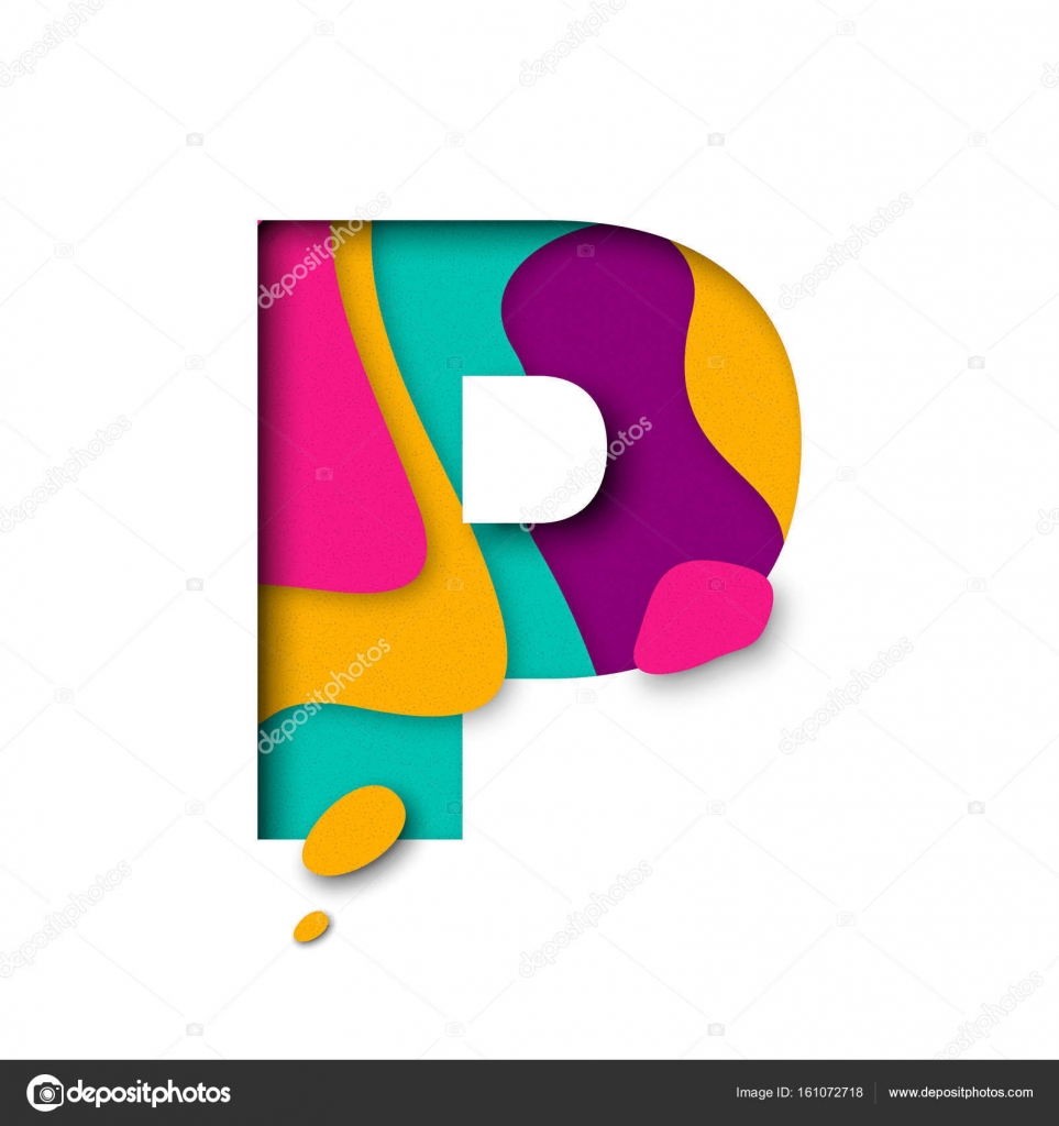 Paper cut letter P. Realistic 3D multi layers papercut isolated white ...