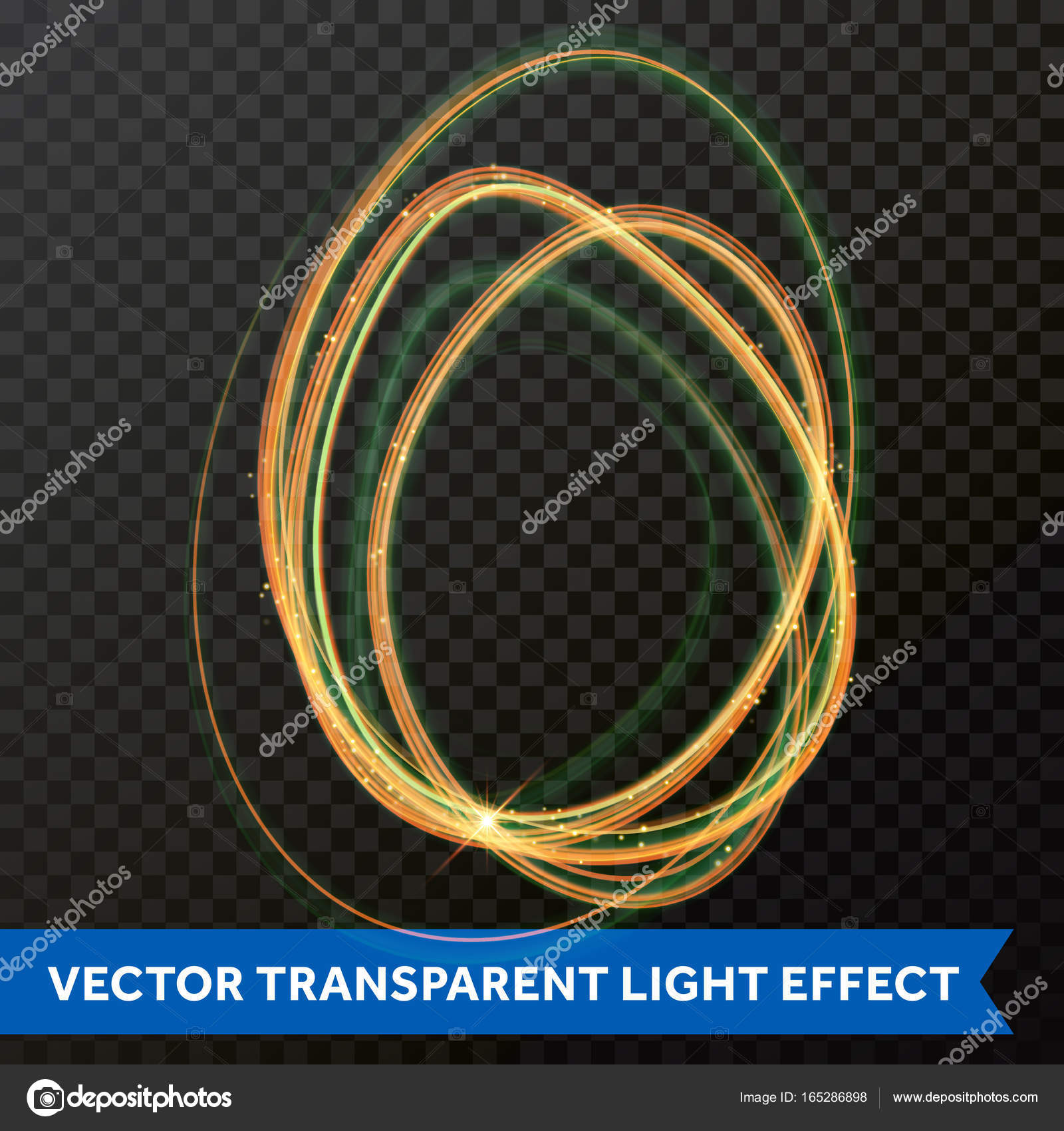 Vector circle light effect of line gold swirl. Glowing light fire flare ...
