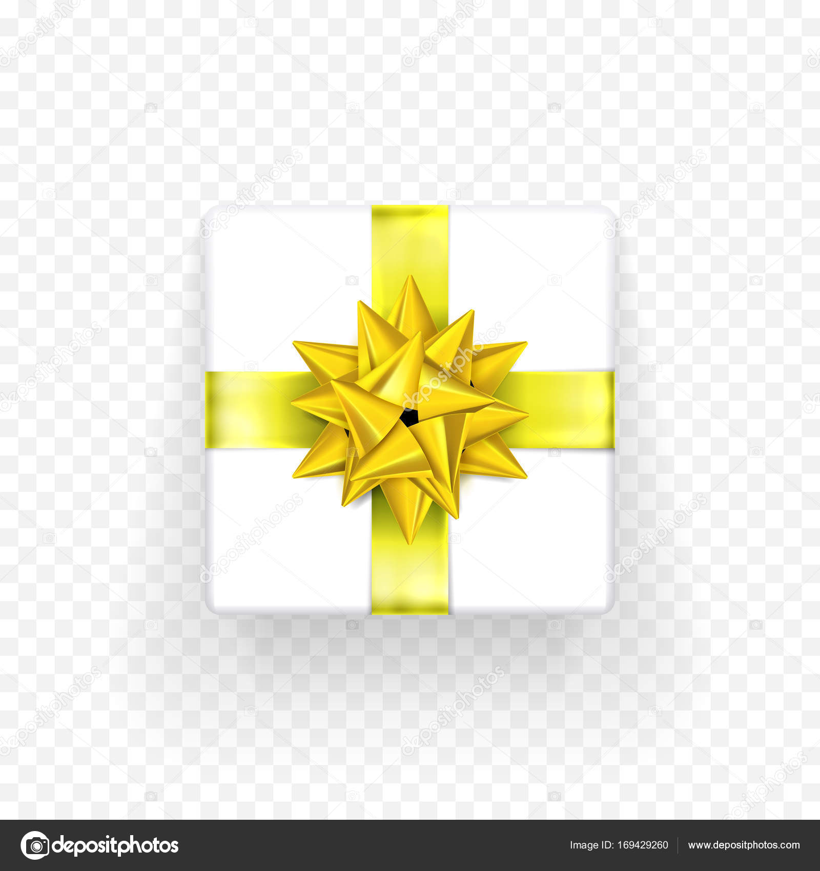Gift box bow gold yellow ribbon vector Birthday, New Year Christmas ...