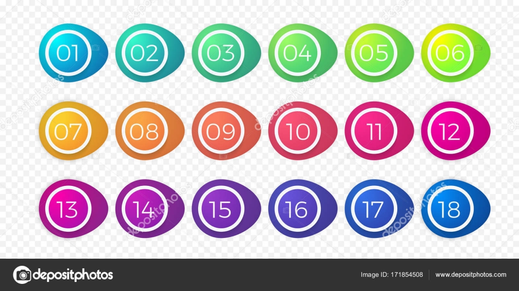 Number bullet point flat color gradient web button isolated vector ...