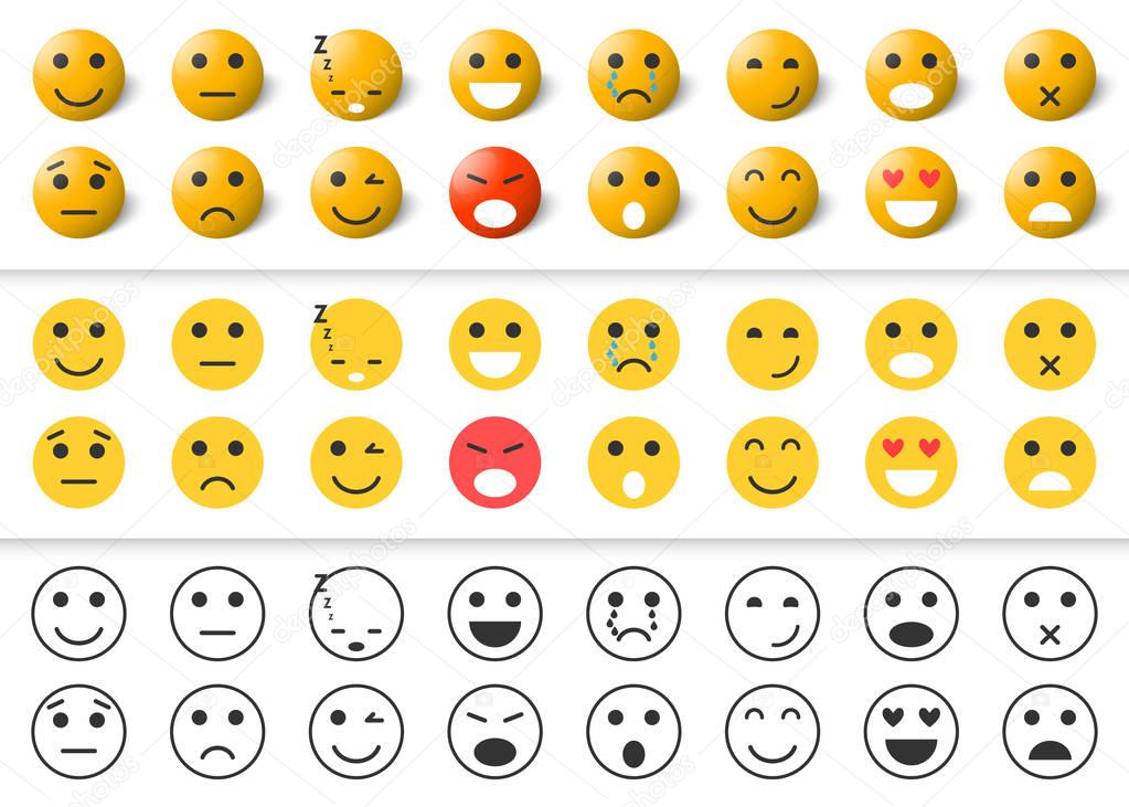 Conjunto de iconos emoticonos, colección sonrisa . Vector de stock por ...