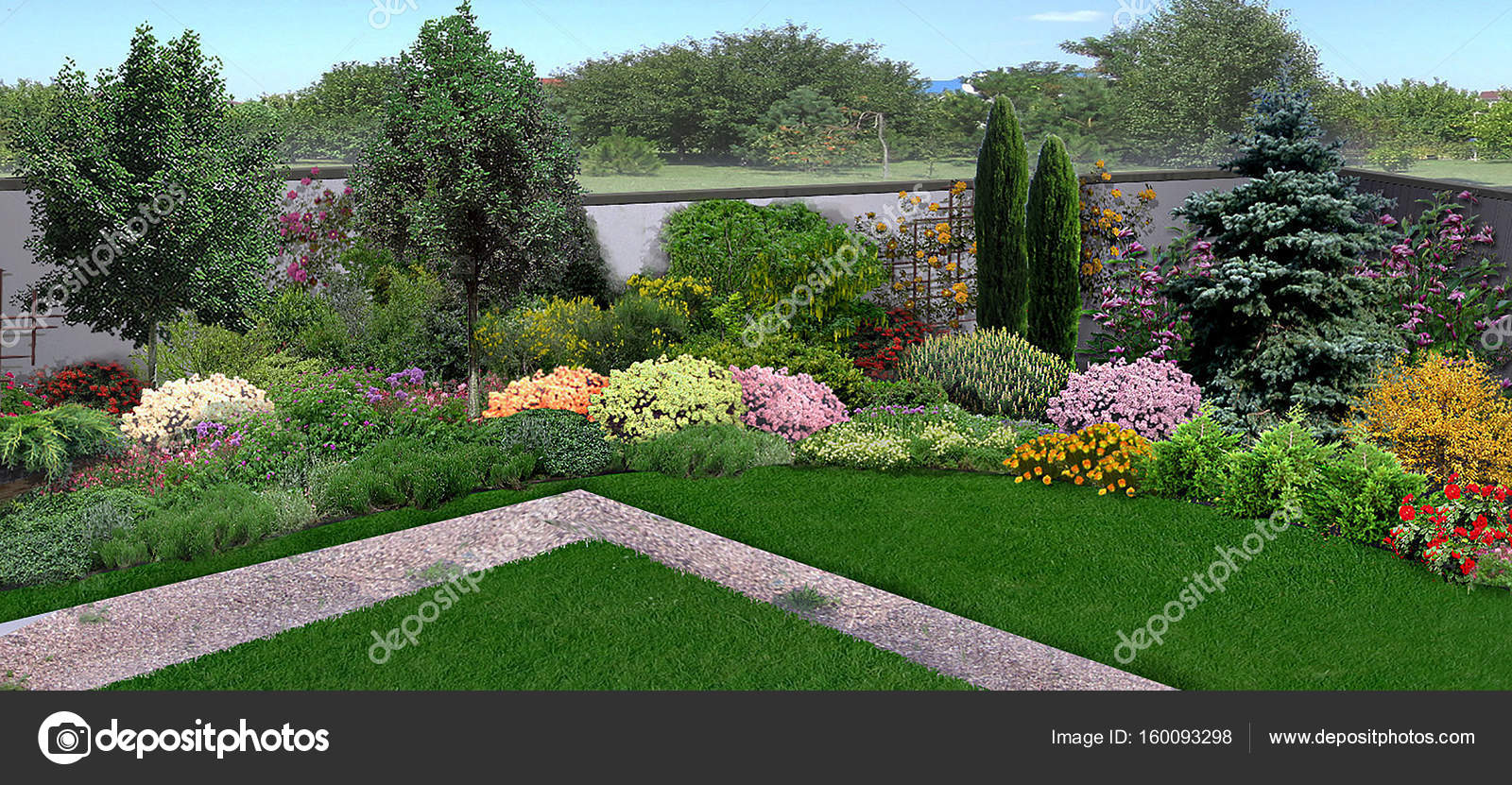 Unified look of backyard, 3d render — Stock Photo © ThreeDiCube #160093298