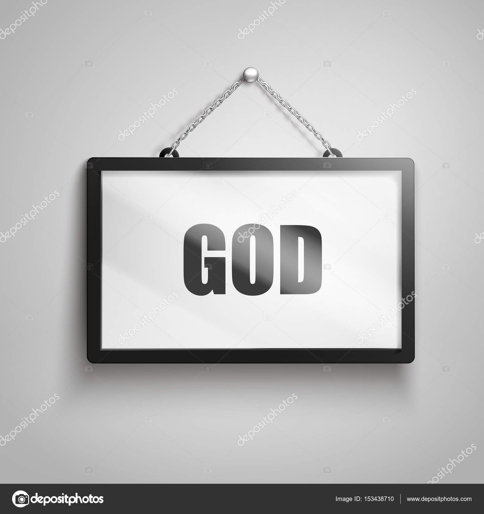 God Text Hanging Sign Isolated Gray Background Illustration Stock ...