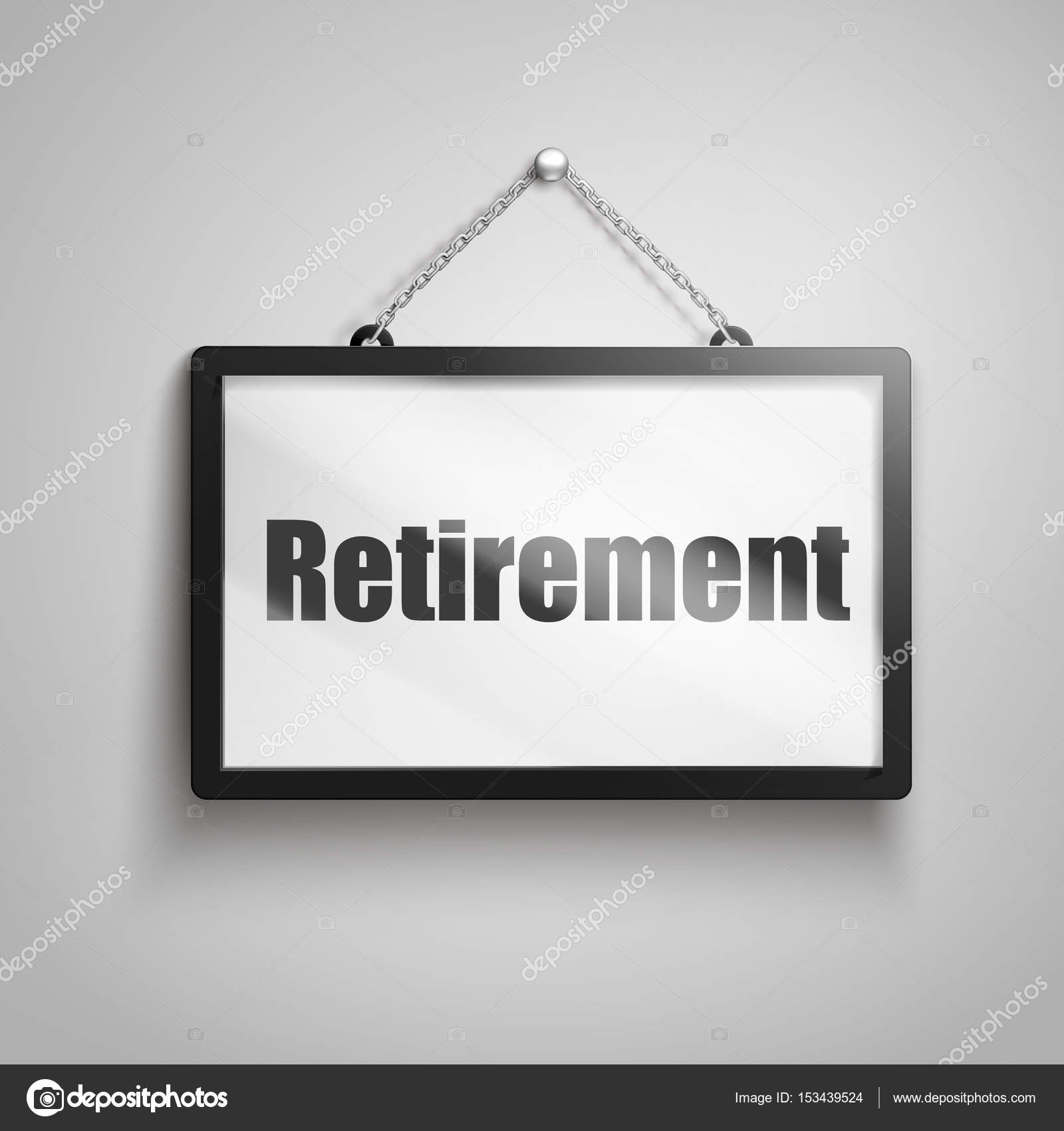 Retirement Text Hanging Sign Isolated Gray Background Illustration ...