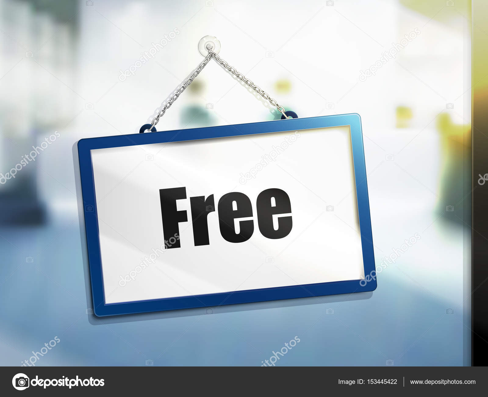 Free Text Hanging Sign Isolated Bright Blur Background Illustration ...