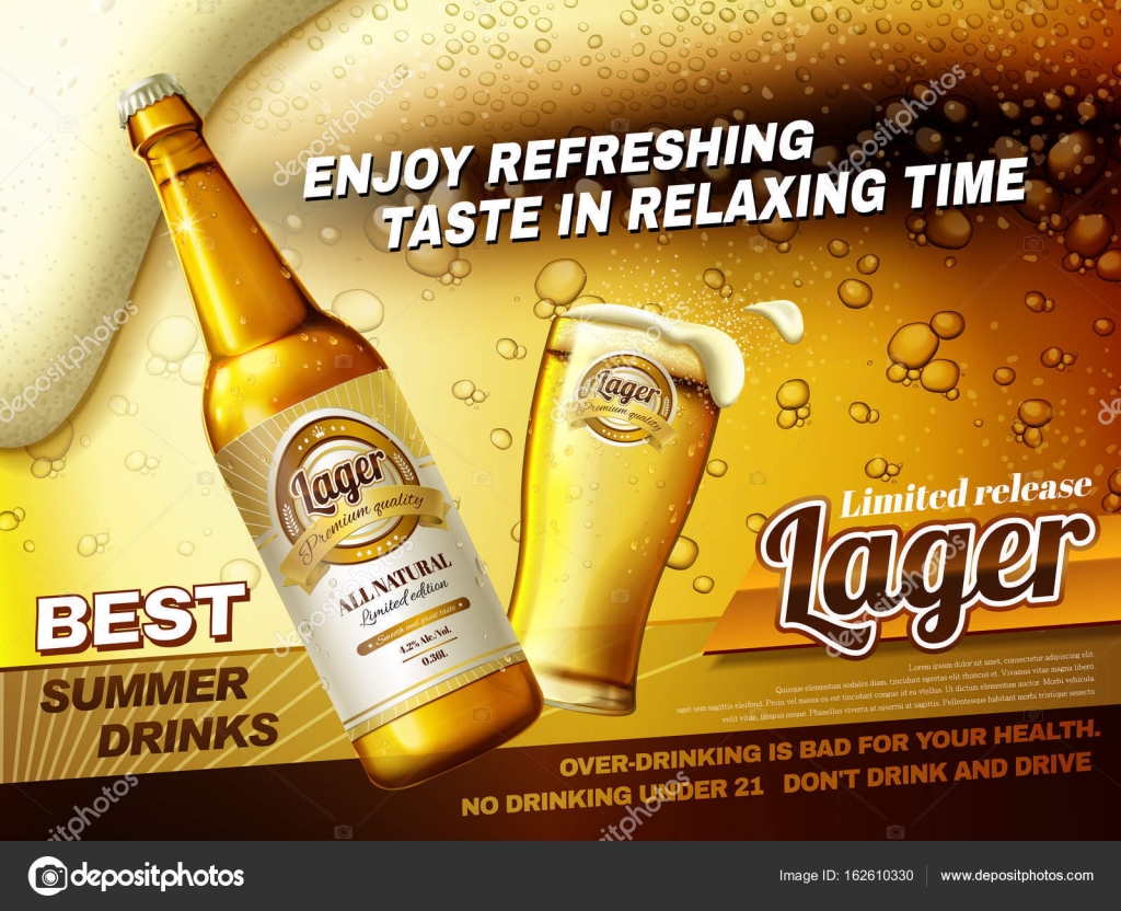 Refreshing lager beer ads Stock Vector by ©HstrongART 162610330