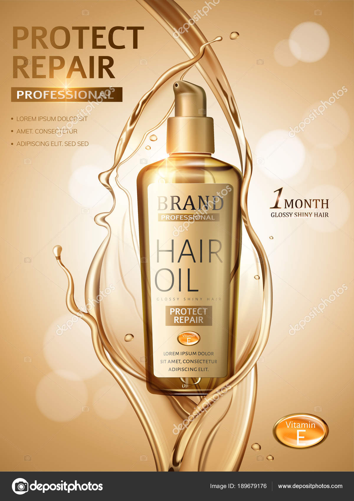 Hair oil ads Stock Vector by ©HstrongART 189679176