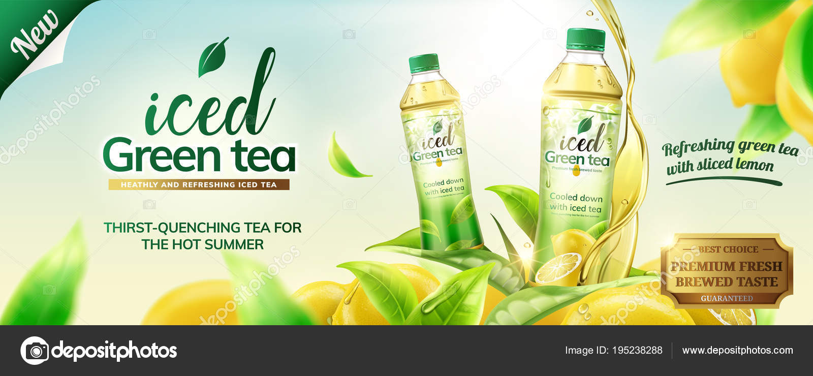 Iced green tea ads Stock Vector Image by ©HstrongART #195238288
