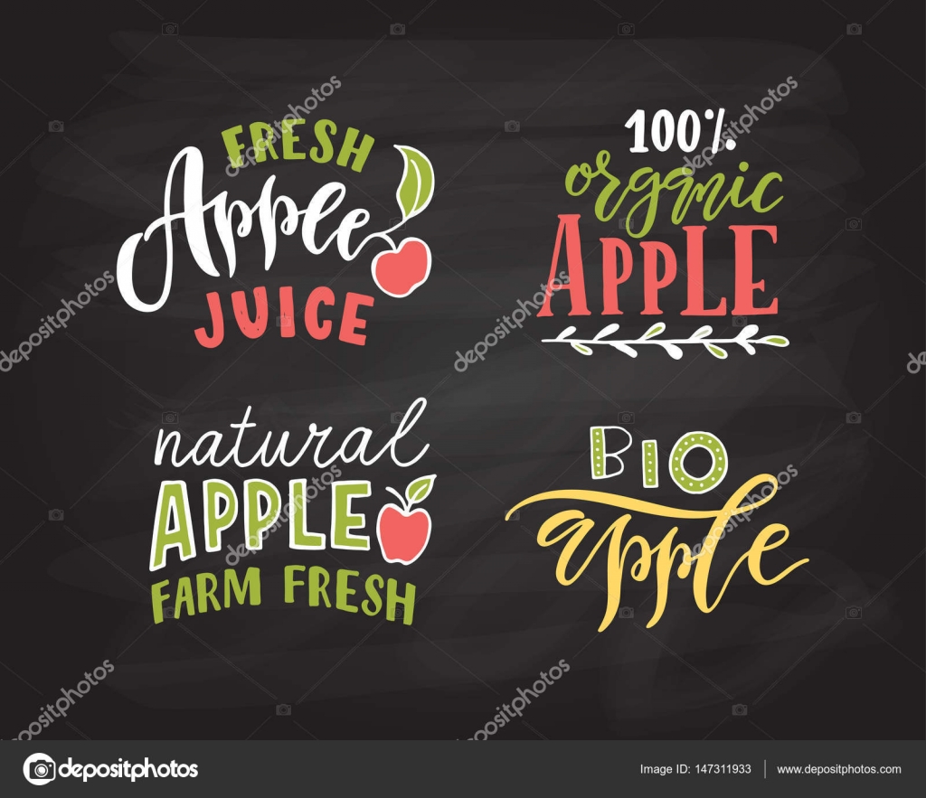 Apple lettering typography Stock Vector by ©Svetana_Kurako 147311933
