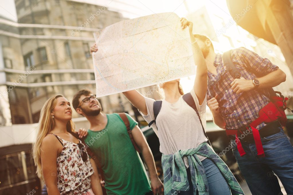 Friends traveling and exploring cities — Stock Photo © nd3000 #127649678